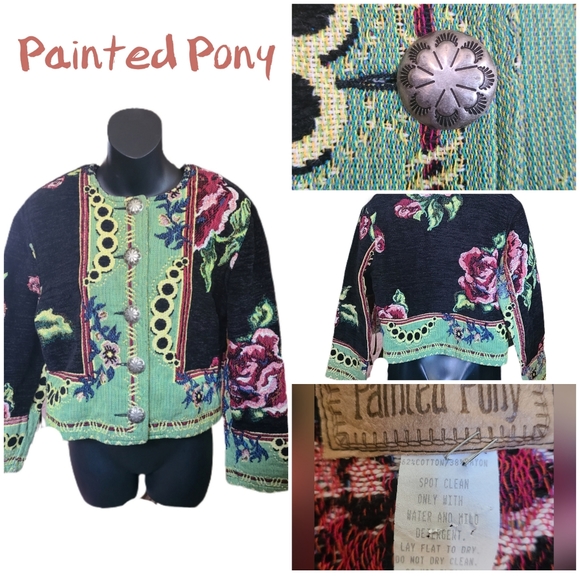 Painted Pony | Jackets & Coats | Painted Pony Boho Abstract Print ...